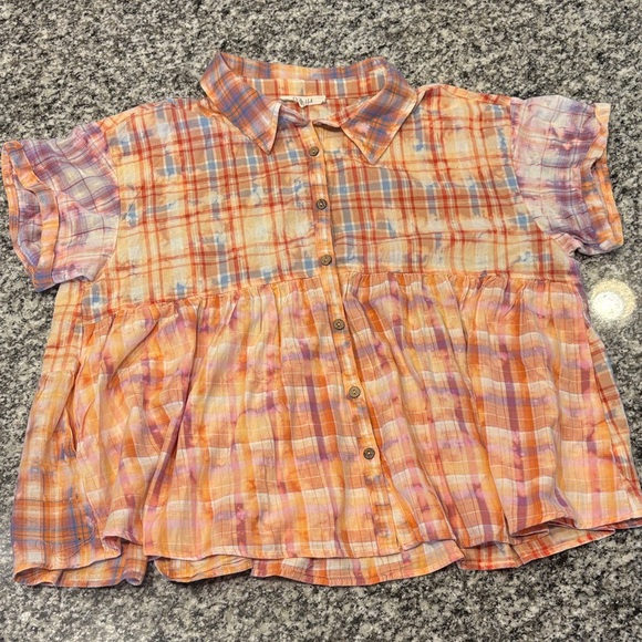 Oli & Hali | Tops | Plaid Oli Hali Shirt In Orange And Purple | Poshmark